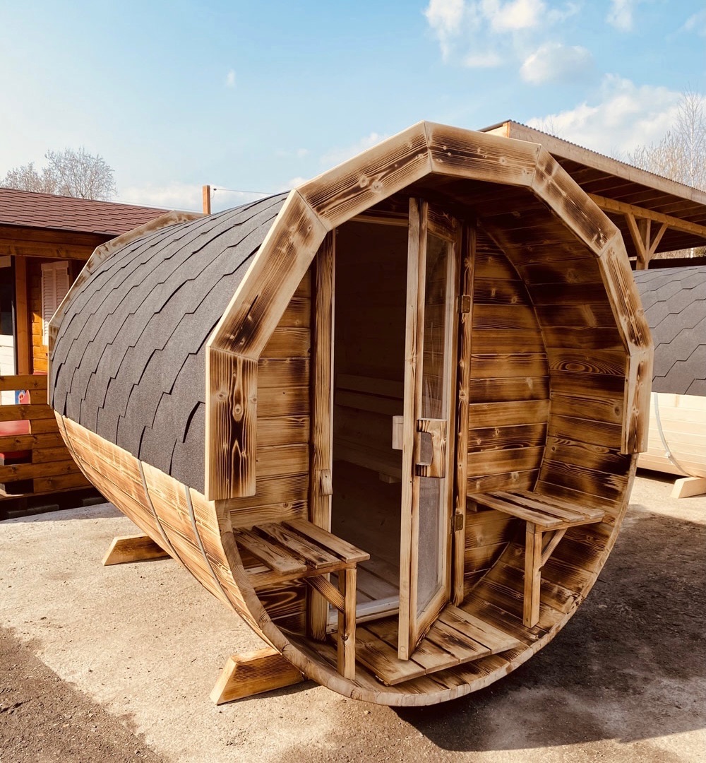Fasssauna 350 Cm Mit Innerem Vorraum Und äußerer Terrasse | Gardwells